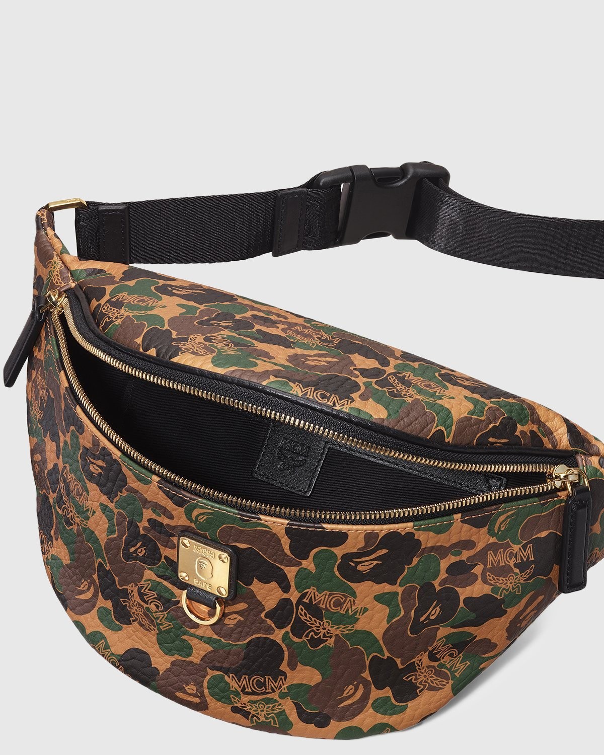 MCM x BAPE – Belt Bag MED Kamo Khaki | Highsnobiety Shop