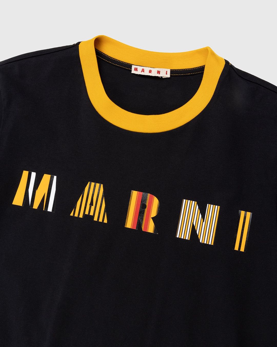 Marni – Stripe Logo Bio Jersey T-Shirt Black/Gold | Highsnobiety Shop