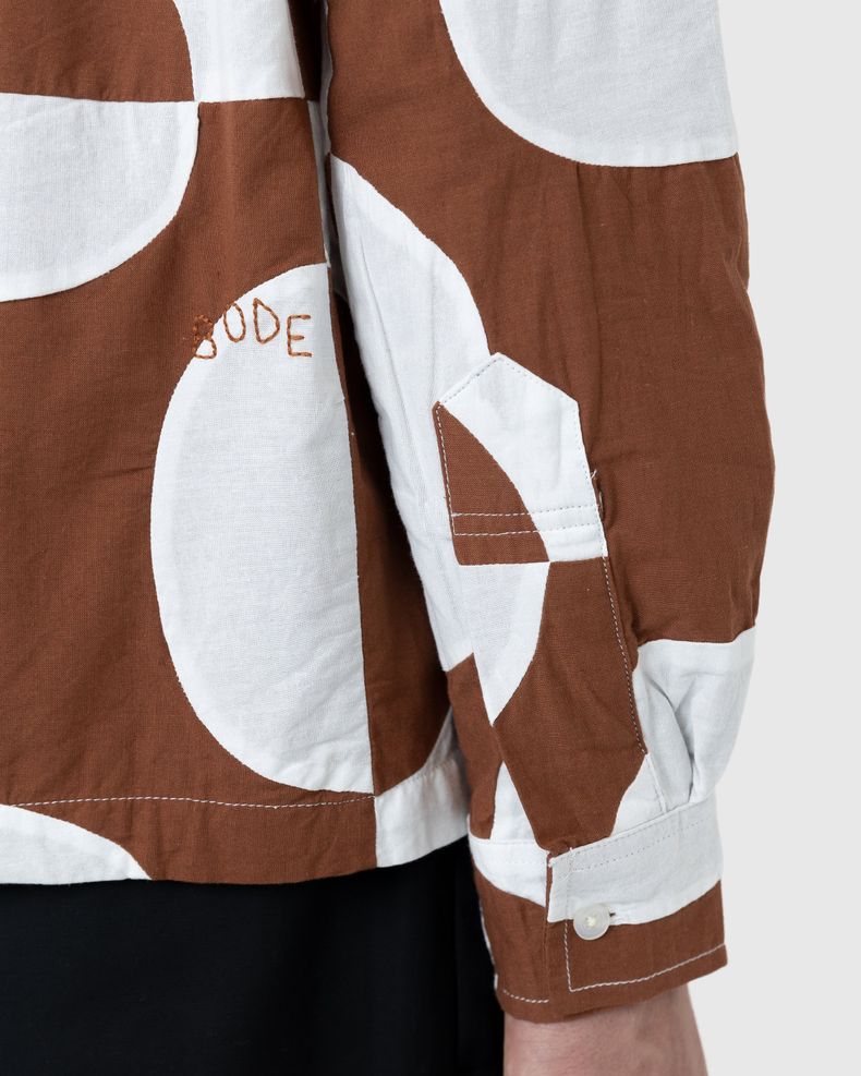 Bode – Duo Oval Patchwork Long-Sleeve Shirt Brown | Highsnobiety Shop