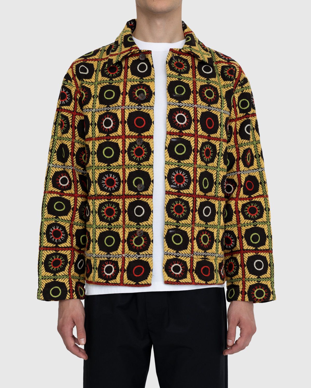 Bode – Circle Embroidered Linen Jacket Brown | Highsnobiety Shop