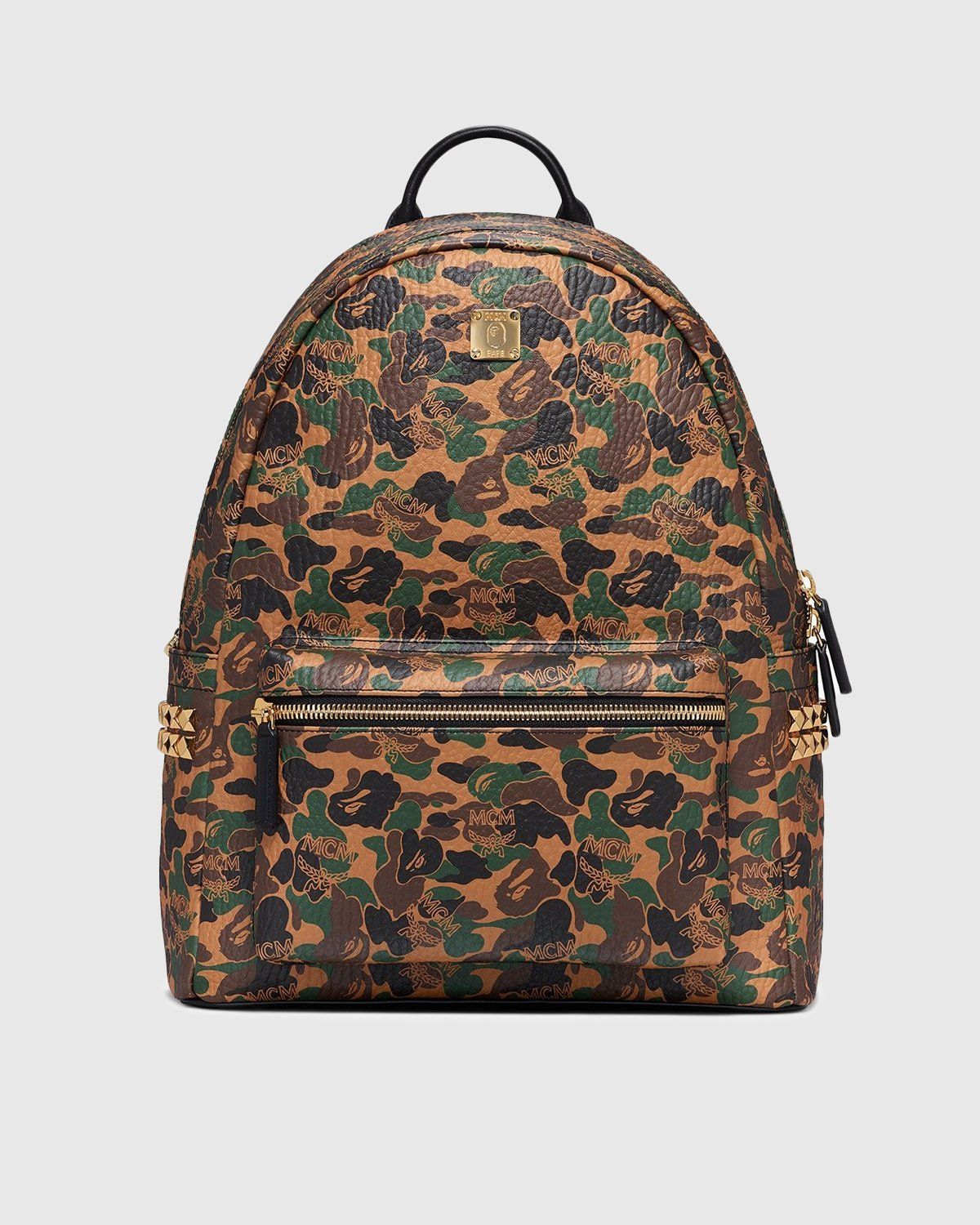 MCM x BAPE – Backpack 040 Kamo Khaki | Highsnobiety Shop