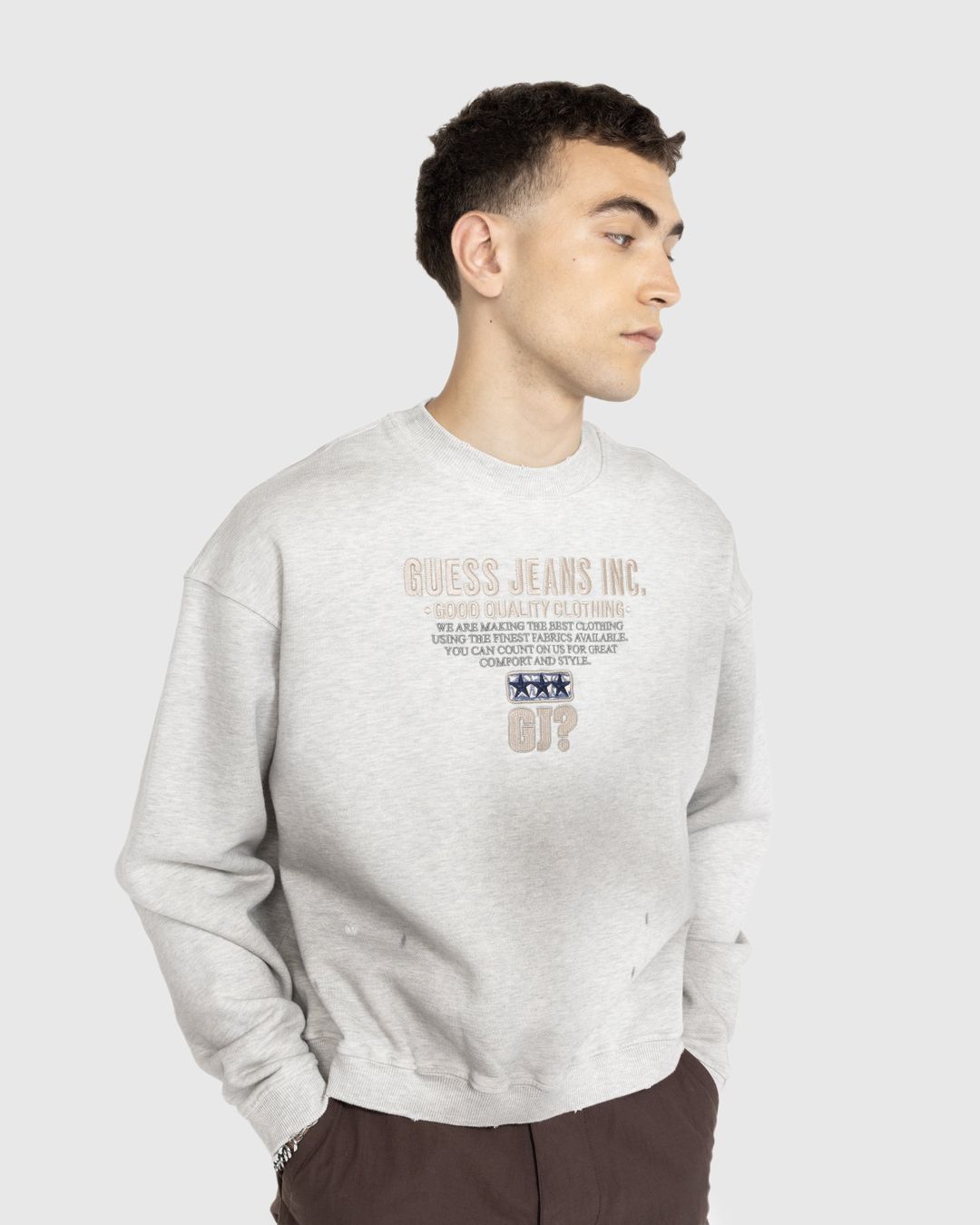 Guess USA – Script Logo Crewneck Sweatshirt Heather Grey | Highsnobiety ...