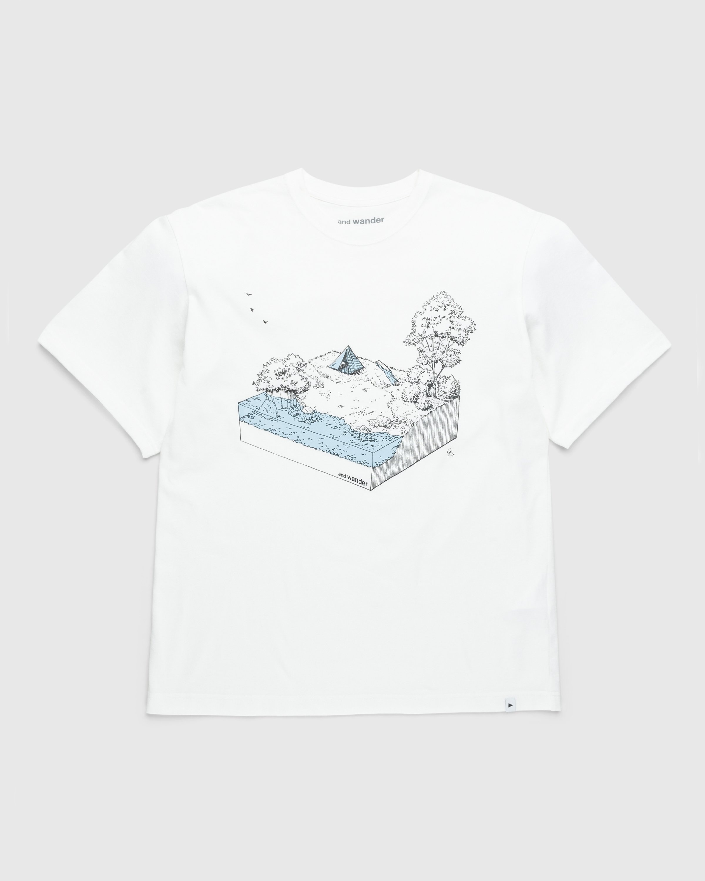 And Wander – In The Mountain Printed Tee White | Highsnobiety Shop