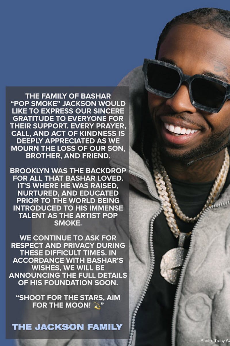 Pop Smoke's Family Releases Statement After His Tragic Death
