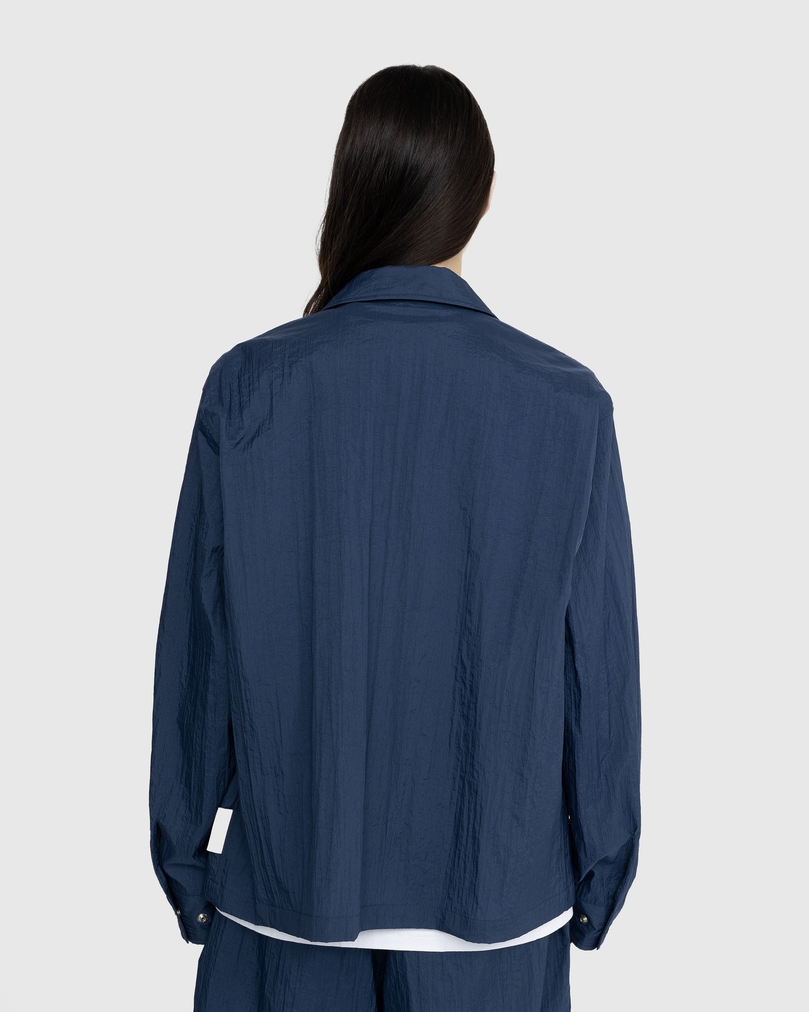 Highsnobiety – Texture Nylon Zipper Shirt Jacket Deep Blue ...